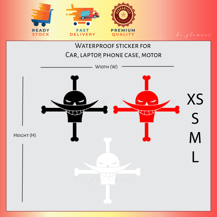One Piece Whitebeard sticker reflective stiker shirohige newgate Kereta ...