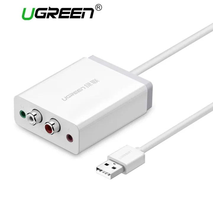 2 RCA USB Sound Card Audio Interface 3.5mm USB Adapter to Speaker ...