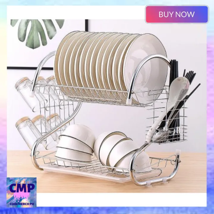 CMPH-HIGH QUALITY 2 Layer Stainless Dish Drainer Rack | Lazada PH