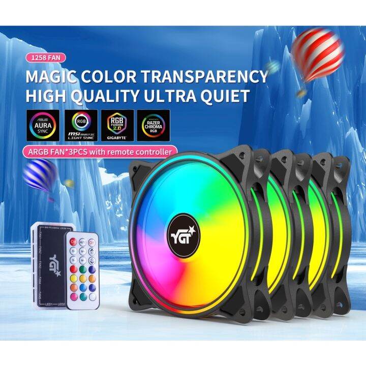 laptop standyichunyou101 Brand new! YGT ARGB FAN 3 IN 1 KIT Romantic Series 1258/120MM Cooling ...