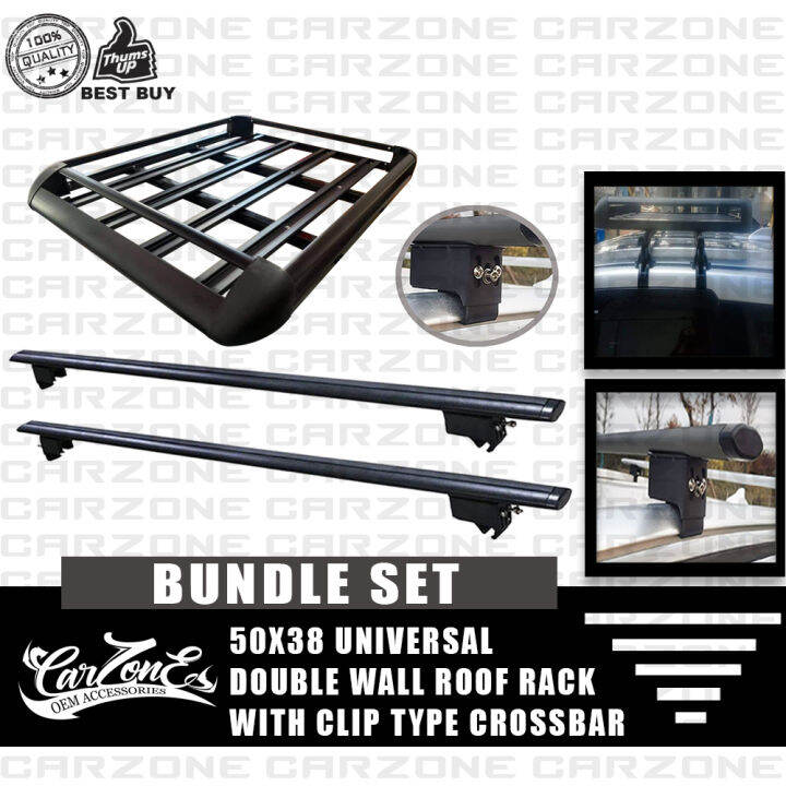50x38 Aluminum Double Wall Roofrack / Roof Rack Top Load / Topload Carrier Black Bundle with ...