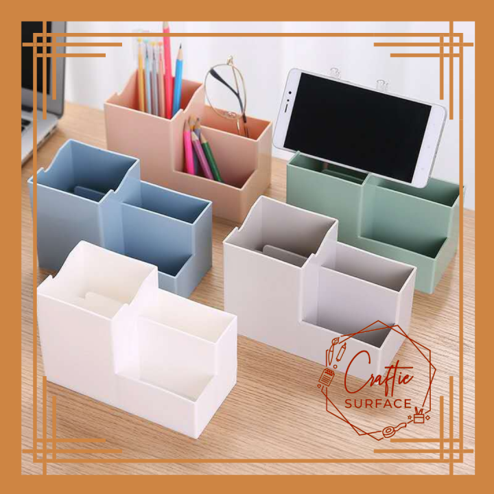 Simple White Four Grids Square Pen holder Desk Organizer | Lazada PH