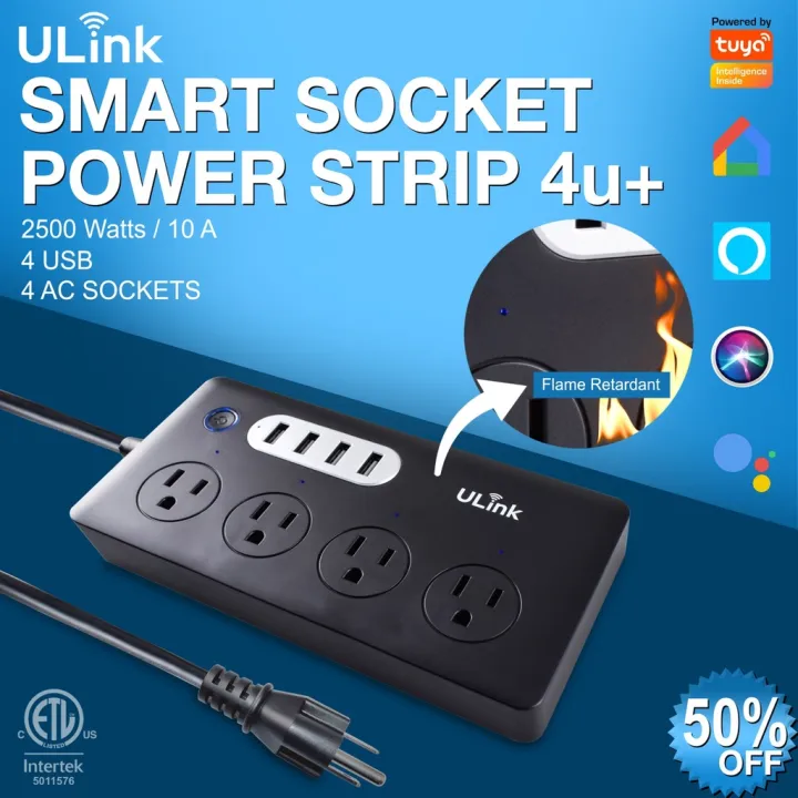Smart Socket WiFi Smart Plug 4 Socket 4 USB Port Extention Power Socket ...