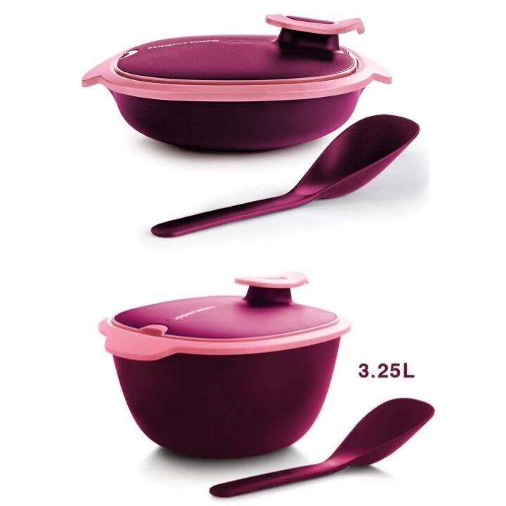 Tupperware Warmie Tup Serving Set with Spoon 3.25L & 1.3L Red Set - 1 ...
