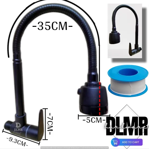 1PCS Stainless Steel SUS304 Matte Black Flexible Goose Neck Faucet 2 ...