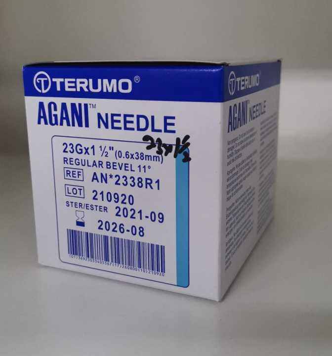 TERUMO agani NEEDLE 23G X 1 1/2″(0.6x38mm) 100pcs/box [Exp-05/2026] | Lazada