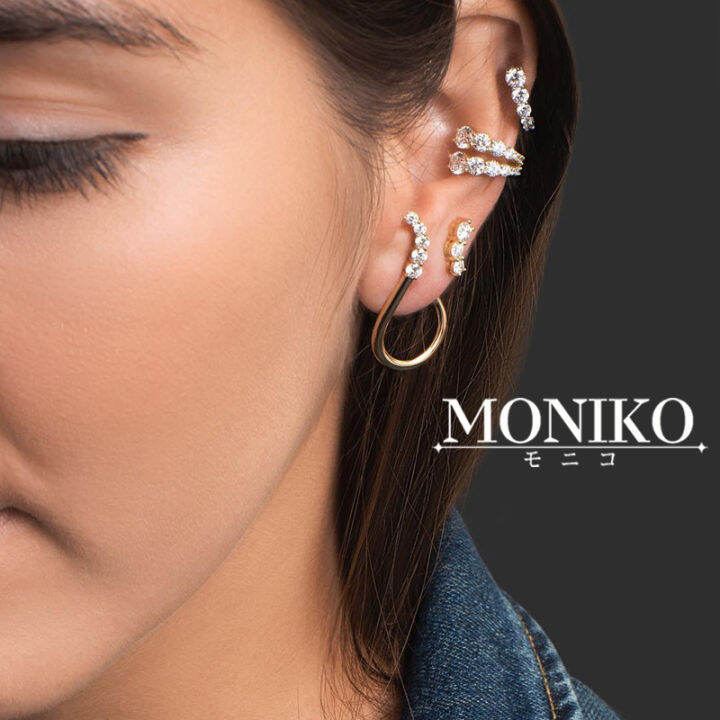 MONIKO ต่างหูแบบหนีบ ต่างหูแบบหนีบ สไตล์เรโทร เรียบง่าย สําหรับผู้หญิง ...