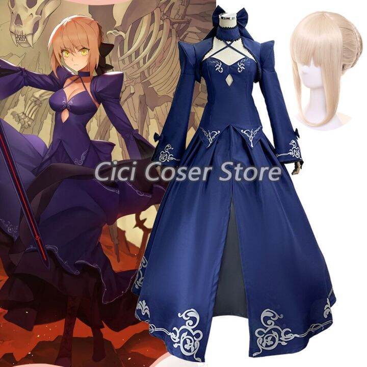 Fate Stay Night Saber Alter Cosplay Costume Wig Arturia Pendragon Anime ...