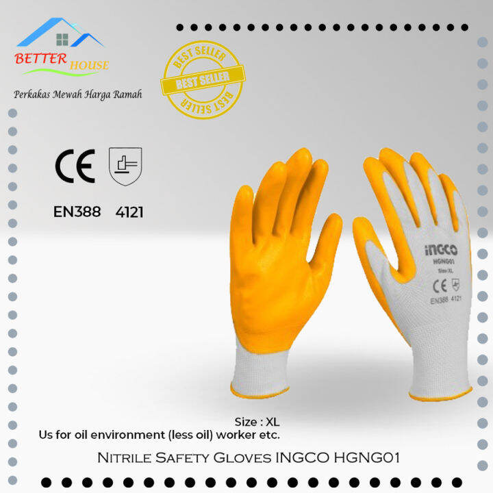 Sarung Tangan Kerja Proyek Industri Nitrile Safety Gloves INGCO HGNG01 ...