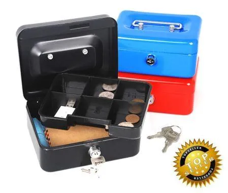 Mini Cash Box Steel Black With cash Tray Key Lock | Lazada PH
