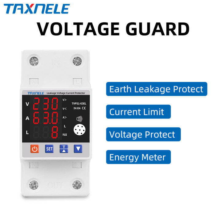 63A Earth Leakage Over Under Voltage Protector Relay Circuit Breaker Surge Protection Energy ...