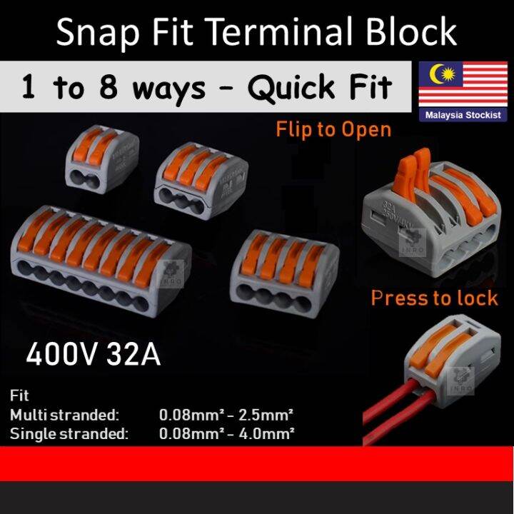 [1 to 8 ways] Orange Snap Fit PVC Auto Wire Connector, Press Fit, 2way ...