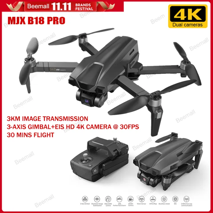 2023 New MJX B18 Pro 3KM Image Transmission 3-Axis Gimbal EIS Strong ...