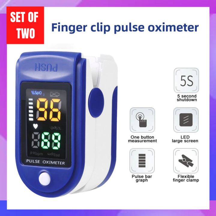 MY SMART SHOP SET OF 2 Pulse-Oximeter LED Display Modes Blood Oxygen ...