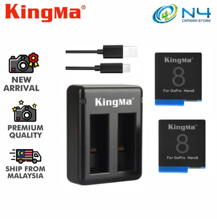 Gopro Hero 5 6 7 8 Hero 8 battery / Hero 8 charger Kingma Charger + 2 ...