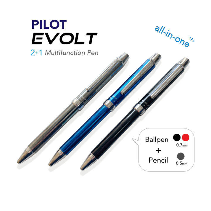 PILOT Evolt Multi-Function Ballpoint Pen Black and Red 0.7 mm + Mechanical Pencil 0.5 mm in 1 ...