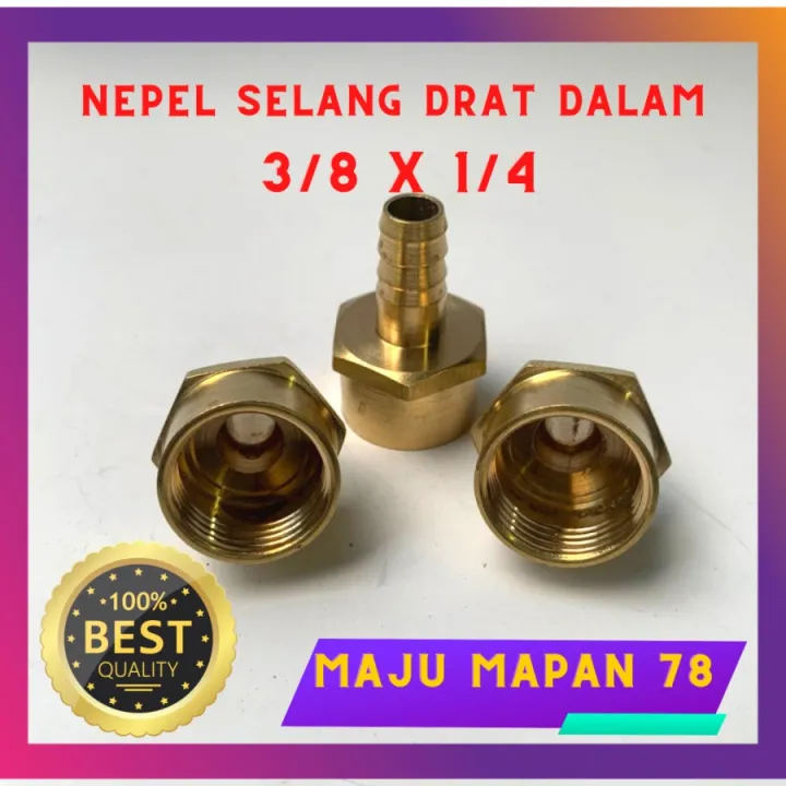 Nepel Selang Drat Dalam Kuningan ukuran 3/8 X 1/4 | Lazada Indonesia