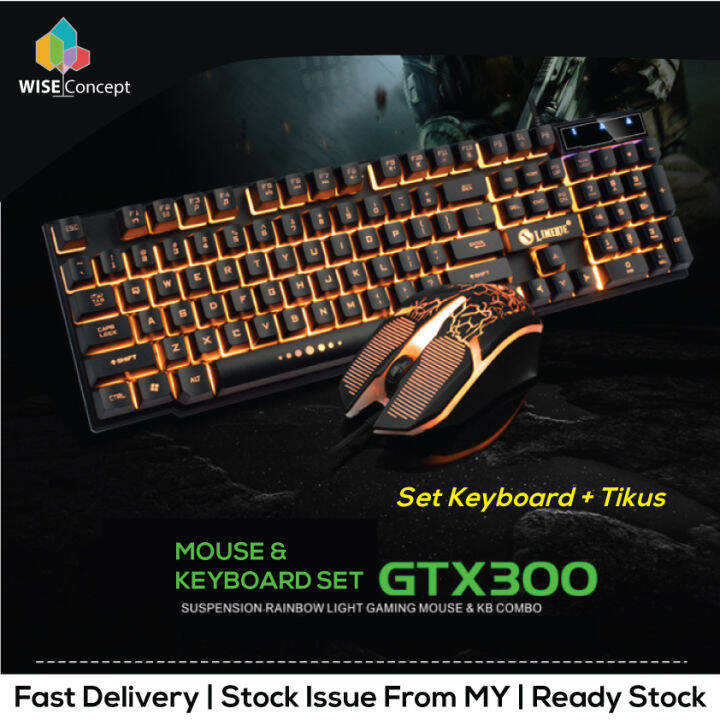 [MALAYSIA READY STOCK] GTX300 Gaming Keyboard & Mouse Set Combo Limeide ...