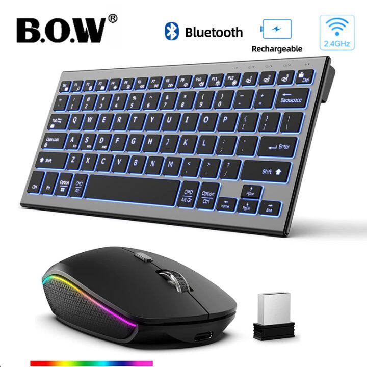 BOW Wireless Keyboard 7 Color Backlit Bluetooth Keyboard and Mouse set ... BOW Wireless Keyboard 7 Color Backlit Bluetooth Keyboard and Mouse set ...