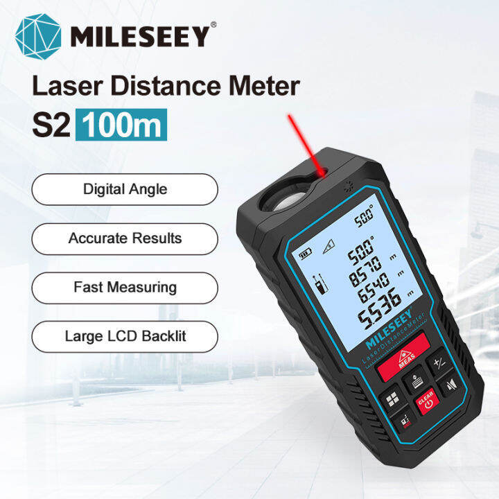 Mileseey 100M laser distance meter Digital LCD 100 Meter range finder ...