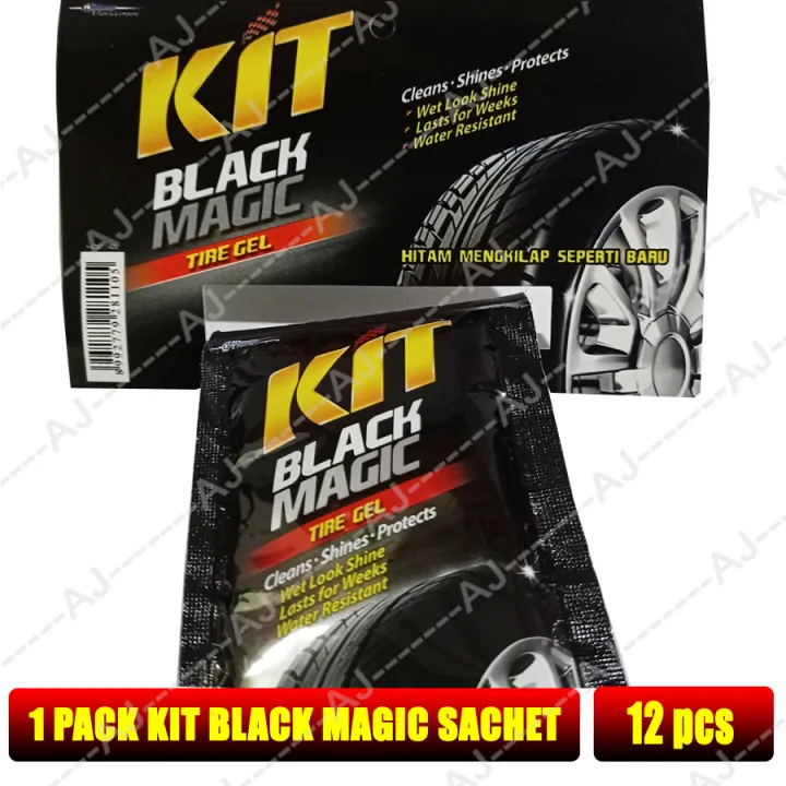 1 PACK 12 SACHET Kit Black Magic Tire Gel & Kit Semir Ban Motor Mobil ...