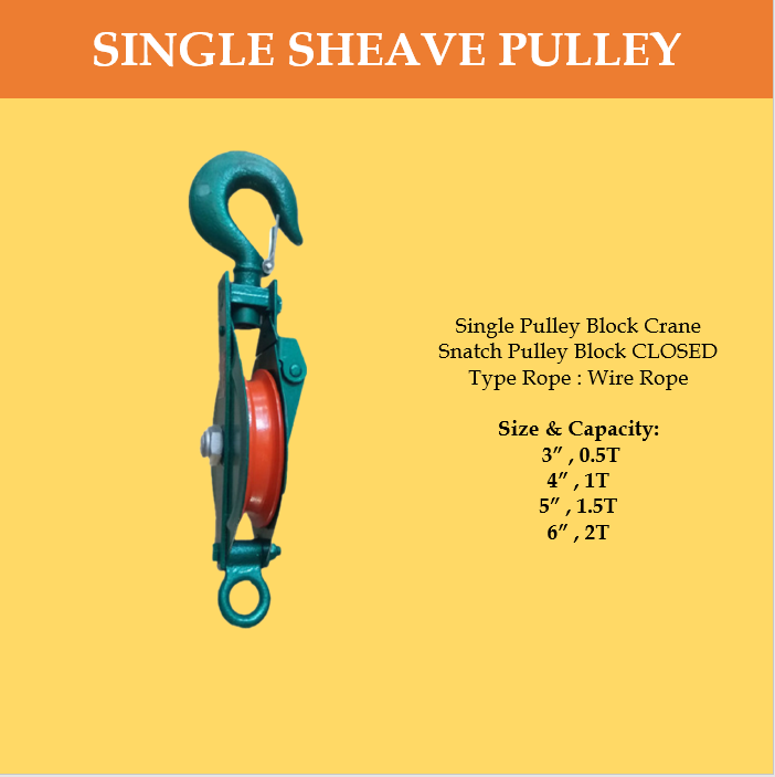 Twin Industrial Pulley Single Sheave / Single Wheel with Hook / Single ...