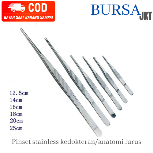 PINSET ANATOMI KEDOKTERAN STAINLESS STEEL DENTAL MULTIFUNGSI LURUS 18CM ...