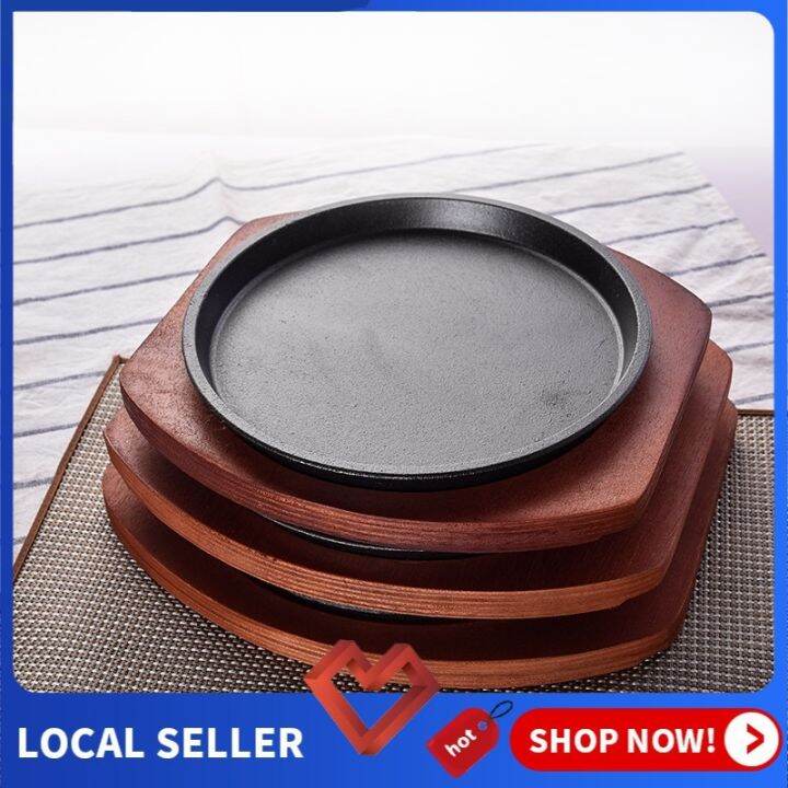 【Local Shipment】Sizzling Plate ROUND shape design WITH wood | Lazada PH