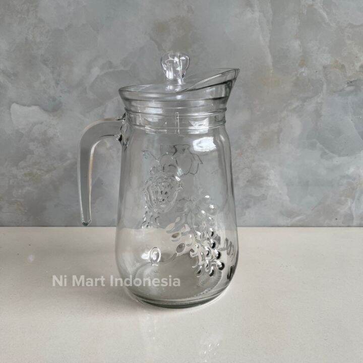 Pitcher WP-1500 CKK Pitcher Kaca Tutup Plastik Motif Buah Elegant Wadah ...