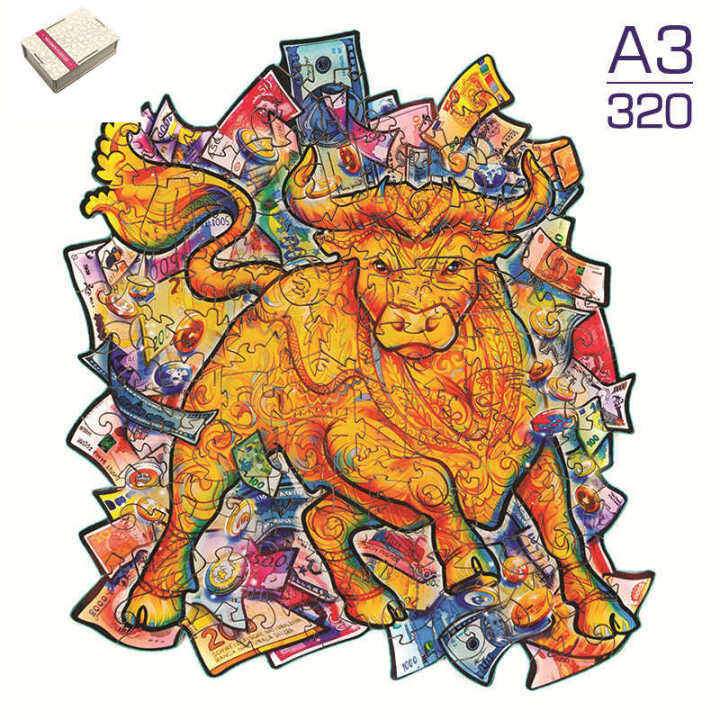 3D Wooden Animal medal Puzzles For Kids Family Games Unique Cattle ...