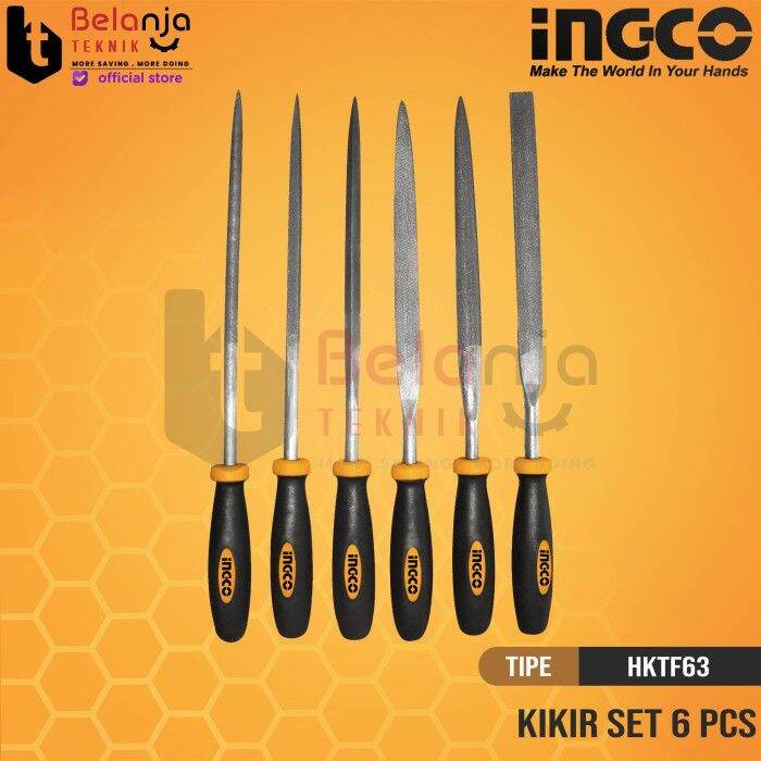 Ingco Alat Kikir Kecil Ukir Kayu Besi Set 6 Pcs 140 MM File Set HKTF63 ...