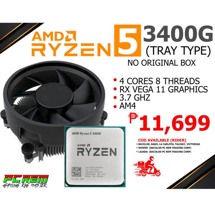 AMD RYZEN 5 3400G (TRAY TYPE NO ORIGINAL BOX) | Lazada PH