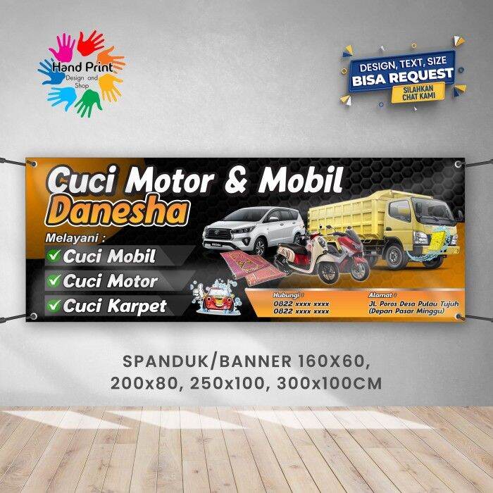 SPANDUK BANNER Steam Cucian Motor Dan Mobil B 300x100 CM | Lazada Indonesia