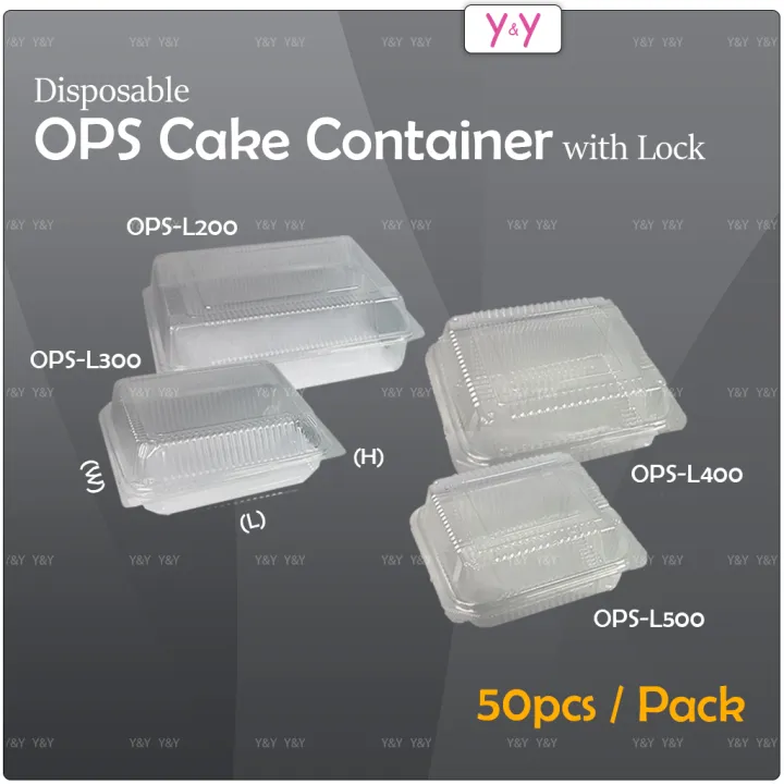 50pcs Disposable Square OPS Container With Lock / Kuih Container ...