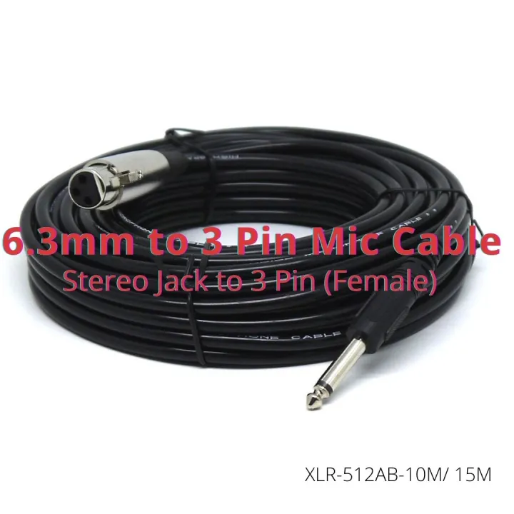 3C Connections / 6.3mm to 3 Pin Microphone Cable (10 and 15 Meters ...