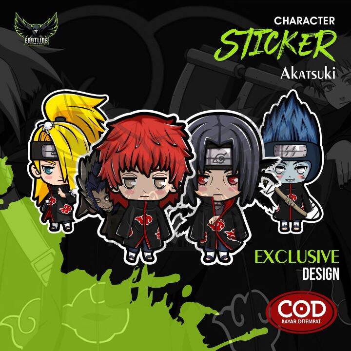 Stiker Anime Karakter Lucu Chibi Naruto Akatsuki Bahan Vinyl Laminasi ...
