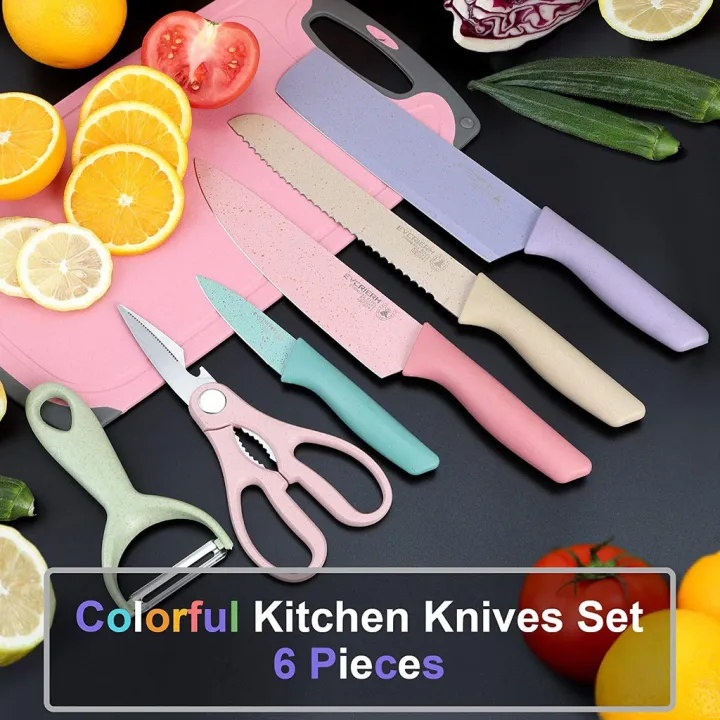 Corrugated Kitchen Knife Knives Set with Slicing Knife Bread Knife ...