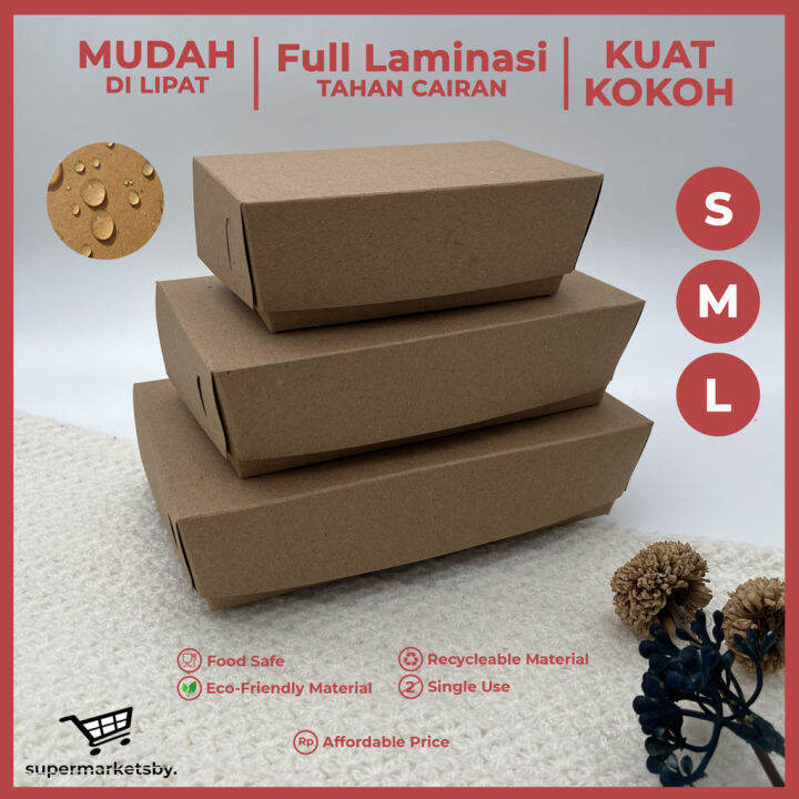 [FOBO] LUNCH BOX COKLAT PAPER KRAFT FULL LAMINASI / KOTAK MAKAN COKLAT ...