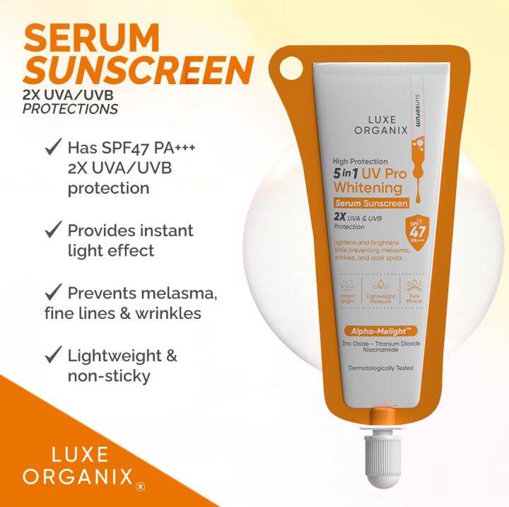Luxe Organix High Protection 5in1 UV Pro Whitening Serum Sunscreen SPF ...