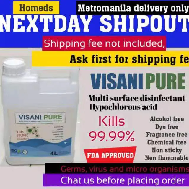 SALE Visani pure multi surface disinfectant 4Liter hypochlorous acid ...