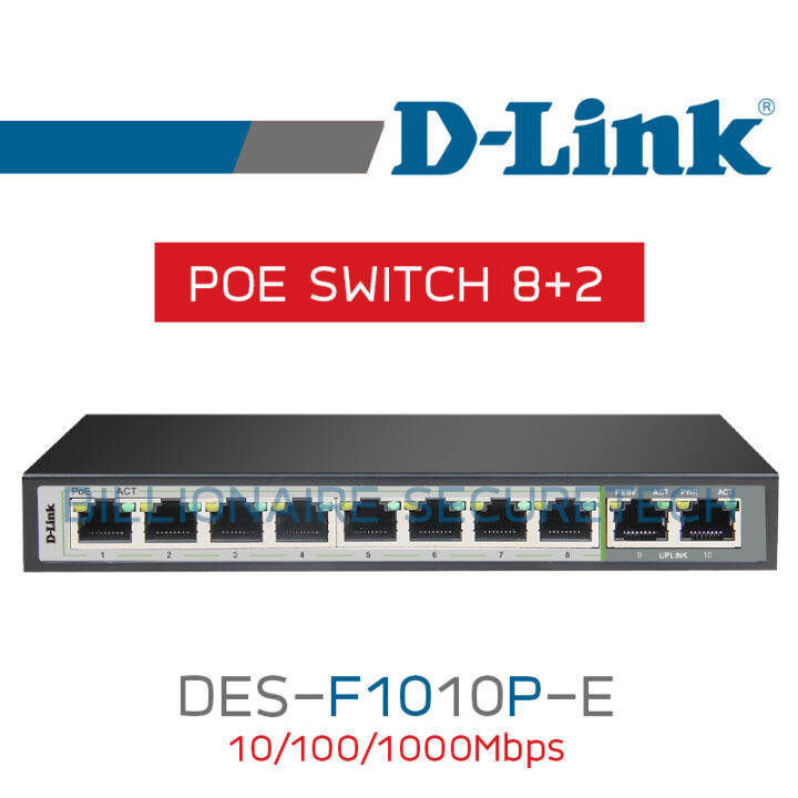 D-LINK GIGABIT SWITCH 10-PORT (8+2) DGS-F1010P-E 10/100/1000Mbps BY ...