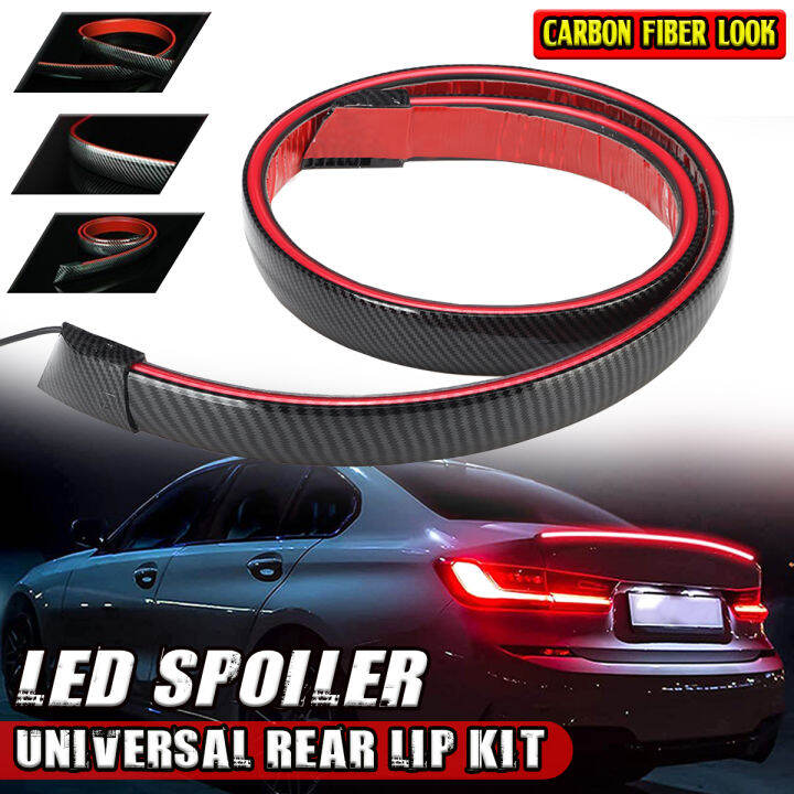 Carbon Fiber Look LED DIY Rear Trunk Spoiler Lip Kit Multifunction Roof ...