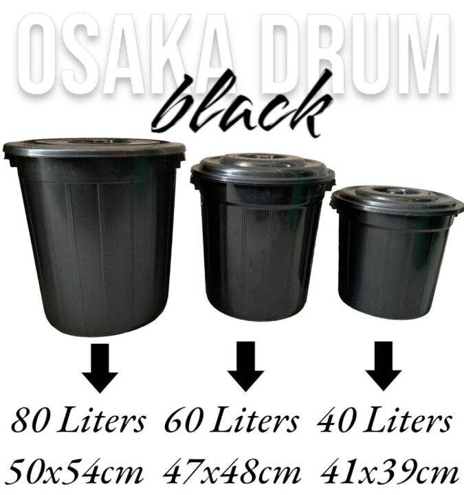 BUY 1 TAKE 1 OSAKA PLASTIC DRUM with COVER 80 Liters WATER STOCK (Black ...
