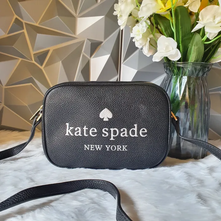 Kate Spade Mini Zip Camera Bag in Black Pebble Leather Embossed with ...