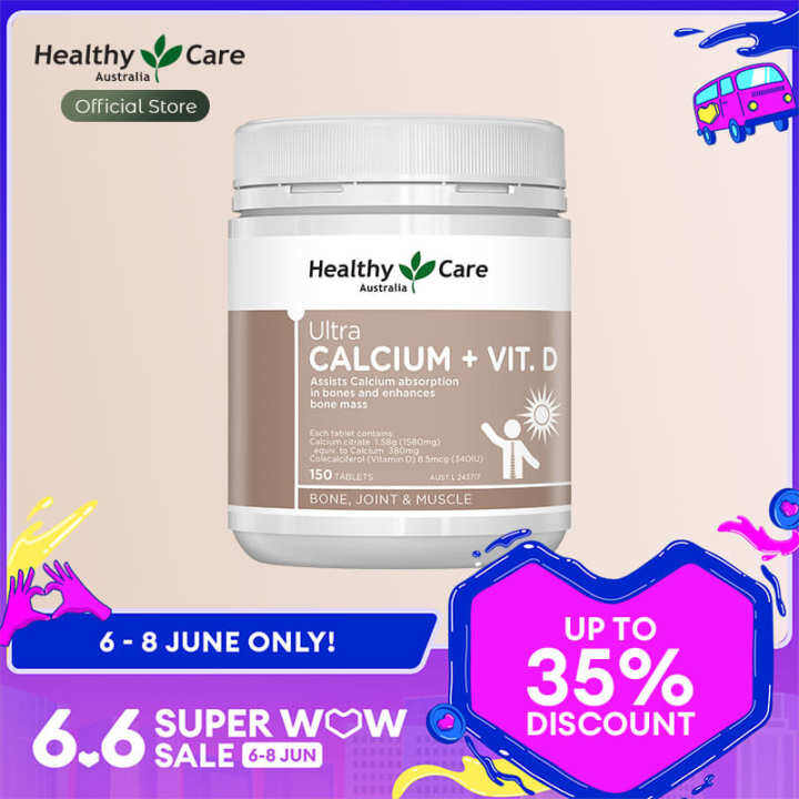 Healthy Care Ultra Calcium + Vitamin D - 150 Tablets | Enhance Bone ...