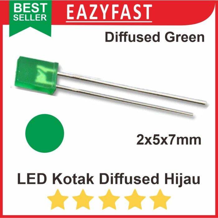 LED Kotak 5mm 5 mm Diffused Green Hijau Petak Persegi Panjang 2x5x7 mm ...