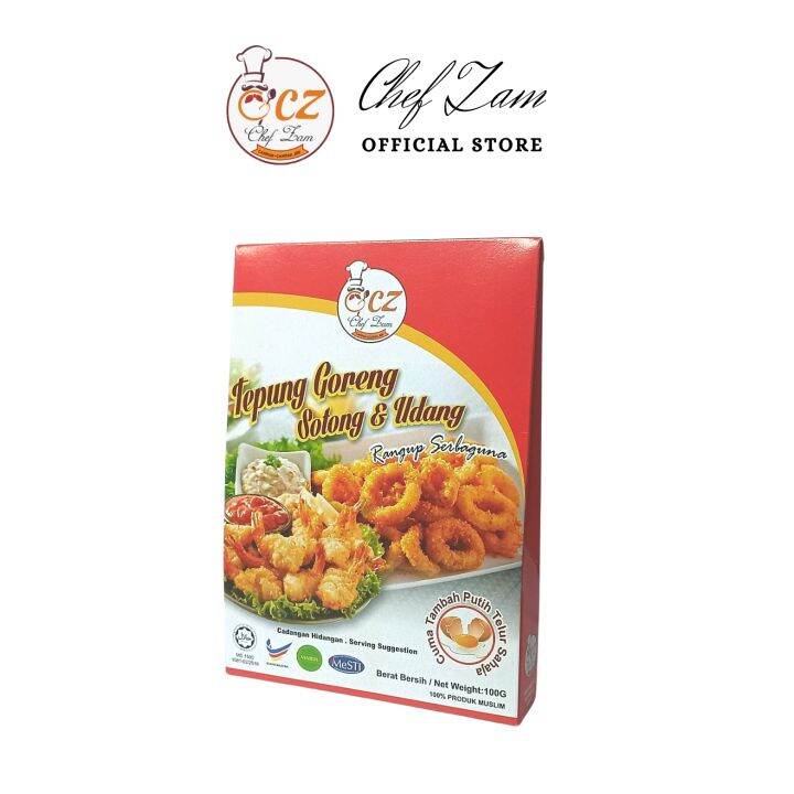 Chef Zam Tepung Goreng Sotong Dan Udang Rangup Serbaguna (100Gram) | Lazada