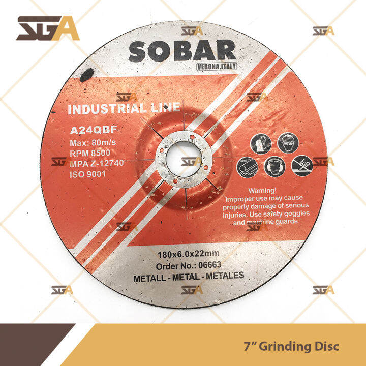 SOBAR 7" Grinding Disc 180mm X 6mm X 22mm (For Metal) GRINDING WHEEL ...