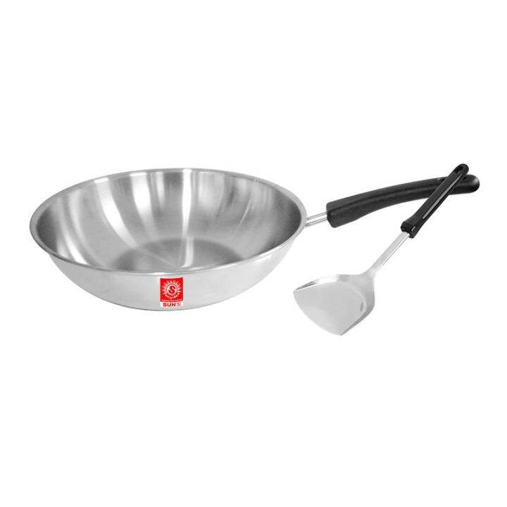 SUN Frying Pan 28 cm with Turner.พระอาทิตย์ กระทะ ขนาด 28 ซม. พร้อม ...