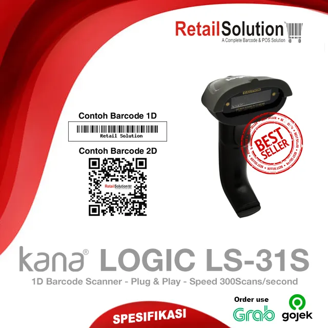 Barcode Scanner 1D Serial RS232 - Logic LS31S / LS-31S / LS31 / LS-31 | Lazada Indonesia